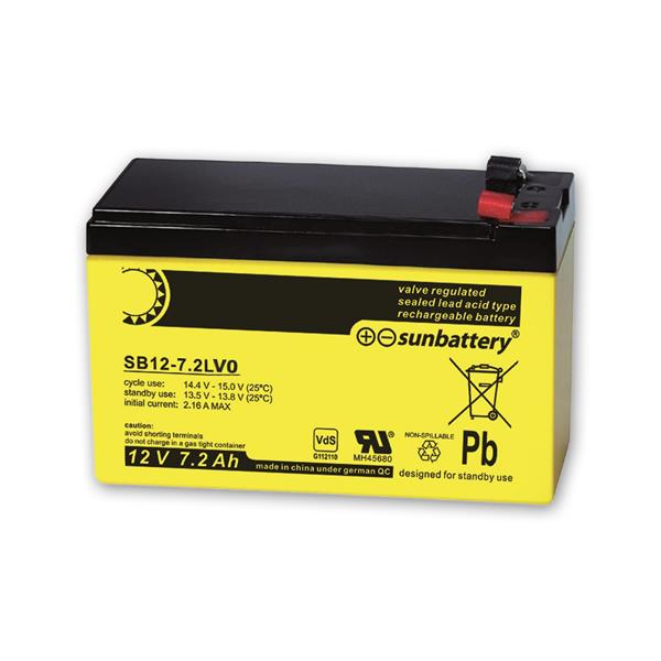 12V 7,2Ah AGM Batterie Sun Battery SB12-7.2L VO – Ideal für ...