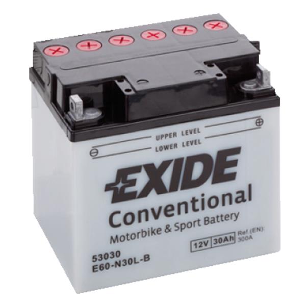 EXIDE 53030 / E60-N30L-B Motorradbatterie 12V 30Ah 300A "Conventional ...