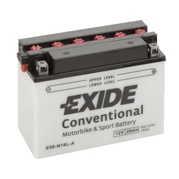 Motorradbatterie 12V 20Ah Exide E50-N18L-A/Y50-N18L-A Starterbatterie ...